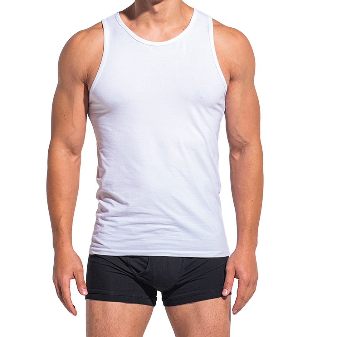 White Crew Neck Tank Top Slim Fit – Gene